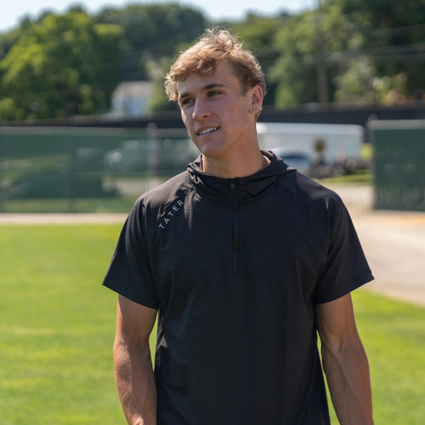 FUNDAMENTALS | Fitted S/S Hoodie | Black | Tater Baseball